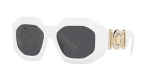 versace woman sunglasses white frame, dark grey lenses, 56mm