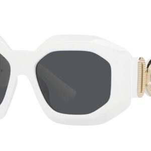 Versace Woman Sunglasses White Frame, Dark Grey Lenses, 56MM