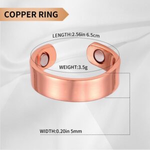 BioMag Copper Ring for Women, 99.99% Pure Copper Magnetic Rings for Lymphatic Drainage, Adjustable Jewelry Gifts for Women