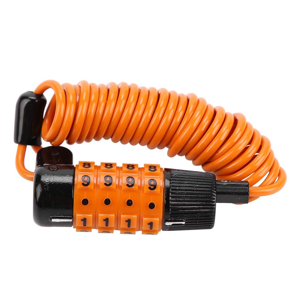 MGUOTP Bike Lock 1.2m Portable 4 Digits Alloy Steel Lock Resettable Combination Lock for Bike Suitcase (Color : Orange)