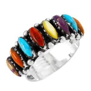 turquoise ring sterling silver 925 genuine gemstones size 6 to 11 (multi-gems) (10)