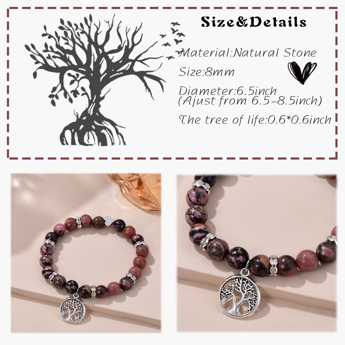 Mothers Day Gifts for Nana,Nana Gifts,Tree of Life Nana Bracelet Natural Stone Bracelet Gifts for Nana from Granddaughter Grandson