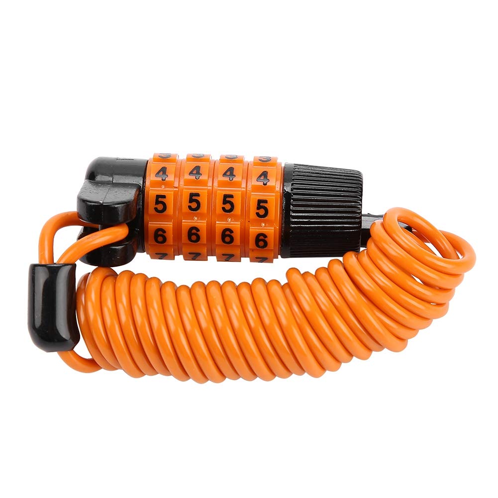 MGUOTP Bike Lock 1.2m Portable 4 Digits Alloy Steel Lock Resettable Combination Lock for Bike Suitcase (Color : Orange)