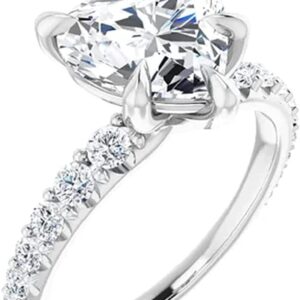 Moissanite World Dainty Intersecting Engagement Ring, Heart Cut 3.00CT, Colorless Moissanite Ring, 925 Sterling Silver, Solitaire Engagement Ring, Wedding Ring (8)