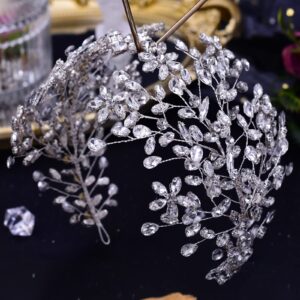 ZHENM Wedding Headband Rhinestone Wedding Headpiece Bridal Hair Accessories for Women(Silver)