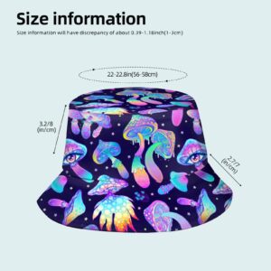 Mushroom Bucket Hats for Women Men Rave Festival Trippy Outfits Accessories for Women Summer Beach Sun Hat Packable Fisherman Cap Mushroom Gifts