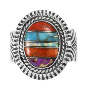 Turquoise Ring Sterling Silver 925 Genuine Gemstones Size 6 to 11 (Multi-Gems) (7)