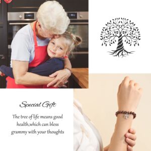 LAVEIR Redbean Tree of Life Bracelet, Grammy Style, for Grandma, Birthday, Mothers Day Gifts from Granddaughter Grandson