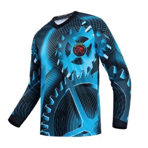 mountain bike jersey long sleeve men bicycle cycling motocross shirt downhill top running tshirt offroad bmx clothing dirtbike uniform biking wear quick dry fishing blue l