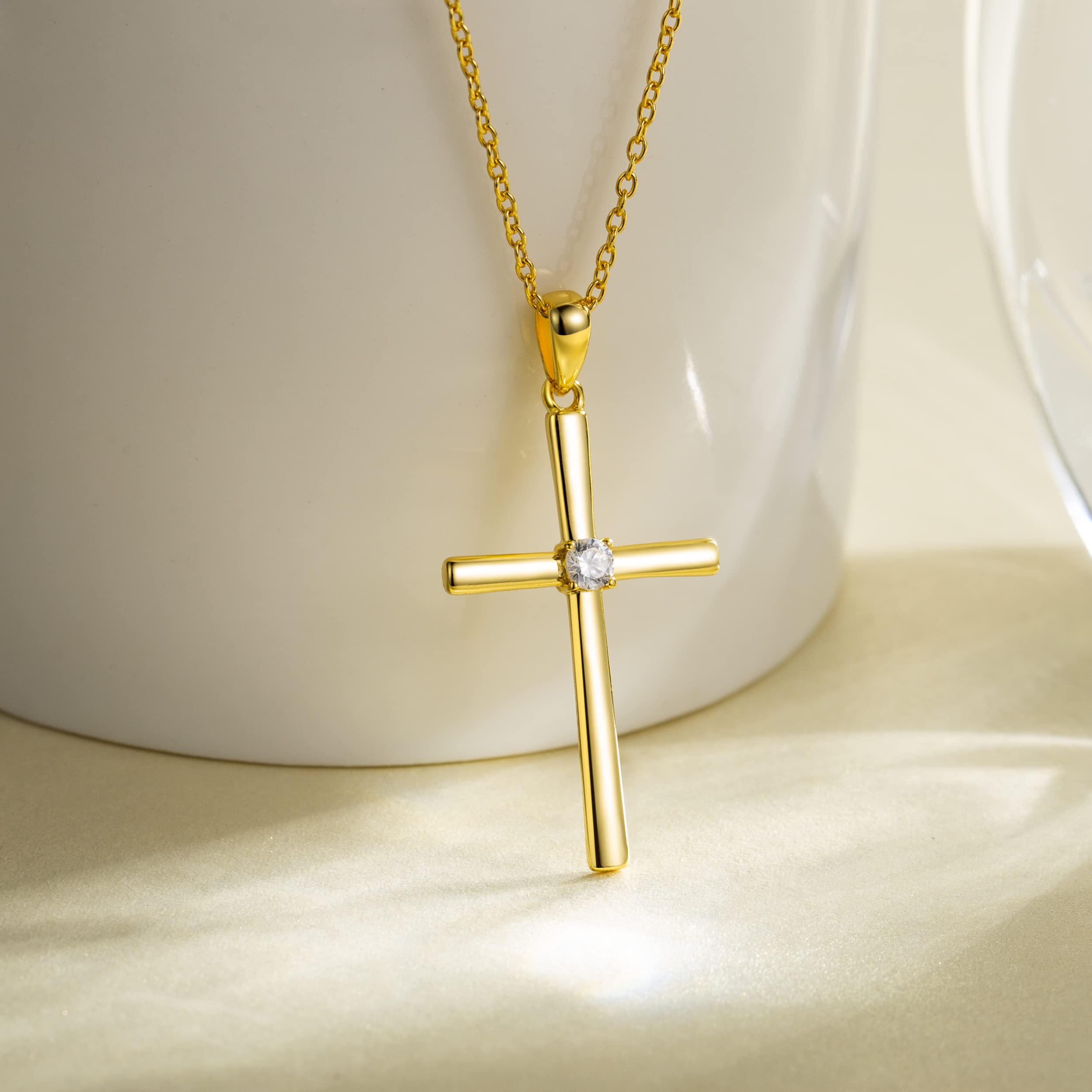 Cross Necklace for Women, Exquisite Gemstone, 18K Gold Necklace for Women, Gold, Cubic Zirconia