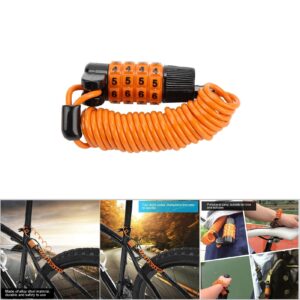 MGUOTP Bike Lock 1.2m Portable 4 Digits Alloy Steel Lock Resettable Combination Lock for Bike Suitcase (Color : Orange)