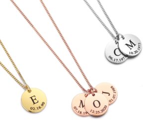 mluhkee personalized initial necklace, customized letter date necklace for women girl, personalized birthday gift for family friends, monogram and birthday necklace for mom