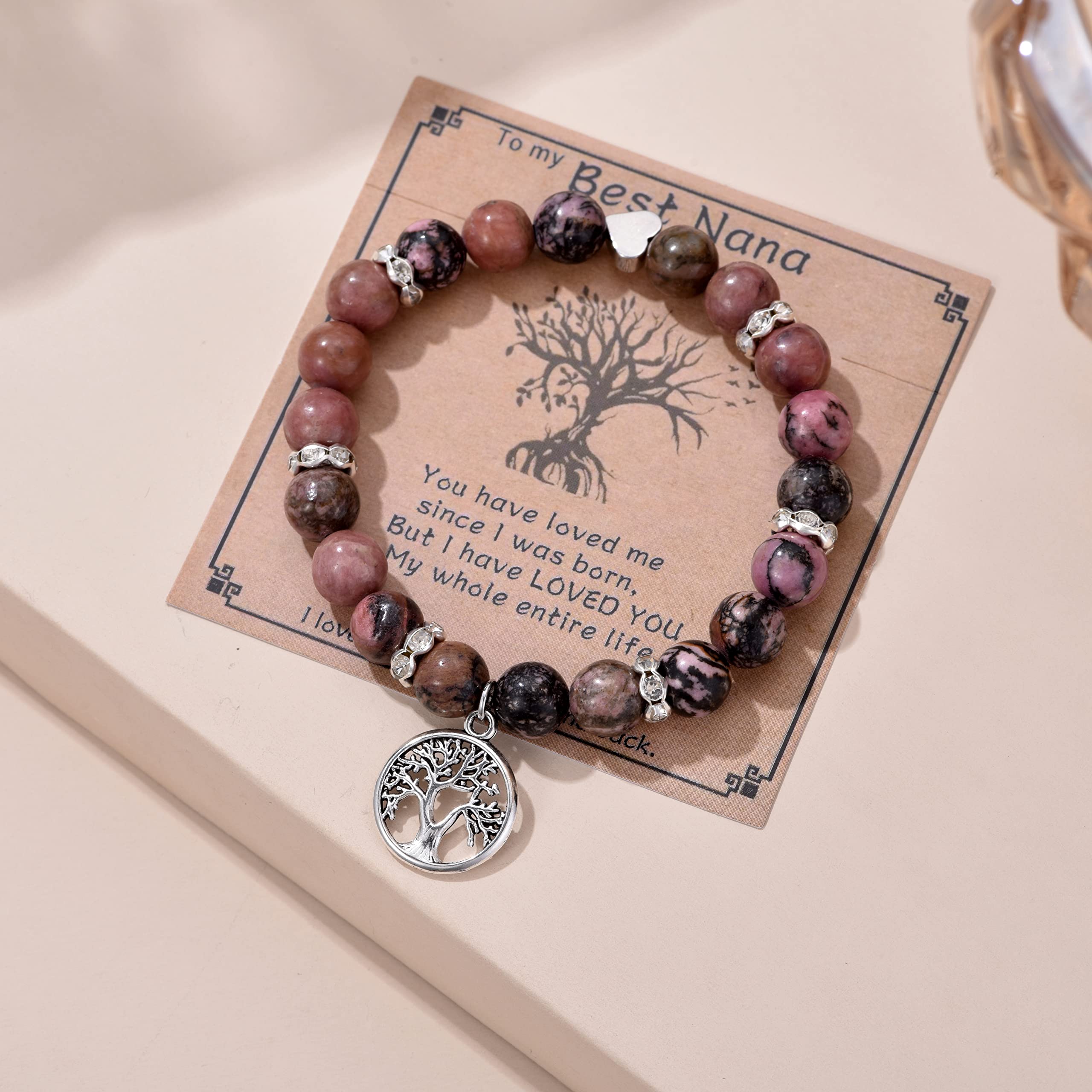 Mothers Day Gifts for Nana,Nana Gifts,Tree of Life Nana Bracelet Natural Stone Bracelet Gifts for Nana from Granddaughter Grandson