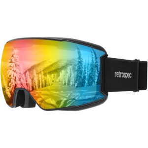 retrospec zenith ski goggles for men and women over glasses, uv protection, anti-fog, scratch resistant snow goggles for skiing and snowboarding