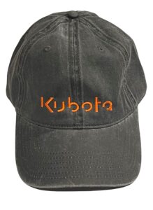 nanohawk kubota tractor hat orange/cap 2071 adjustable - quality embroidered, stonewashed grey