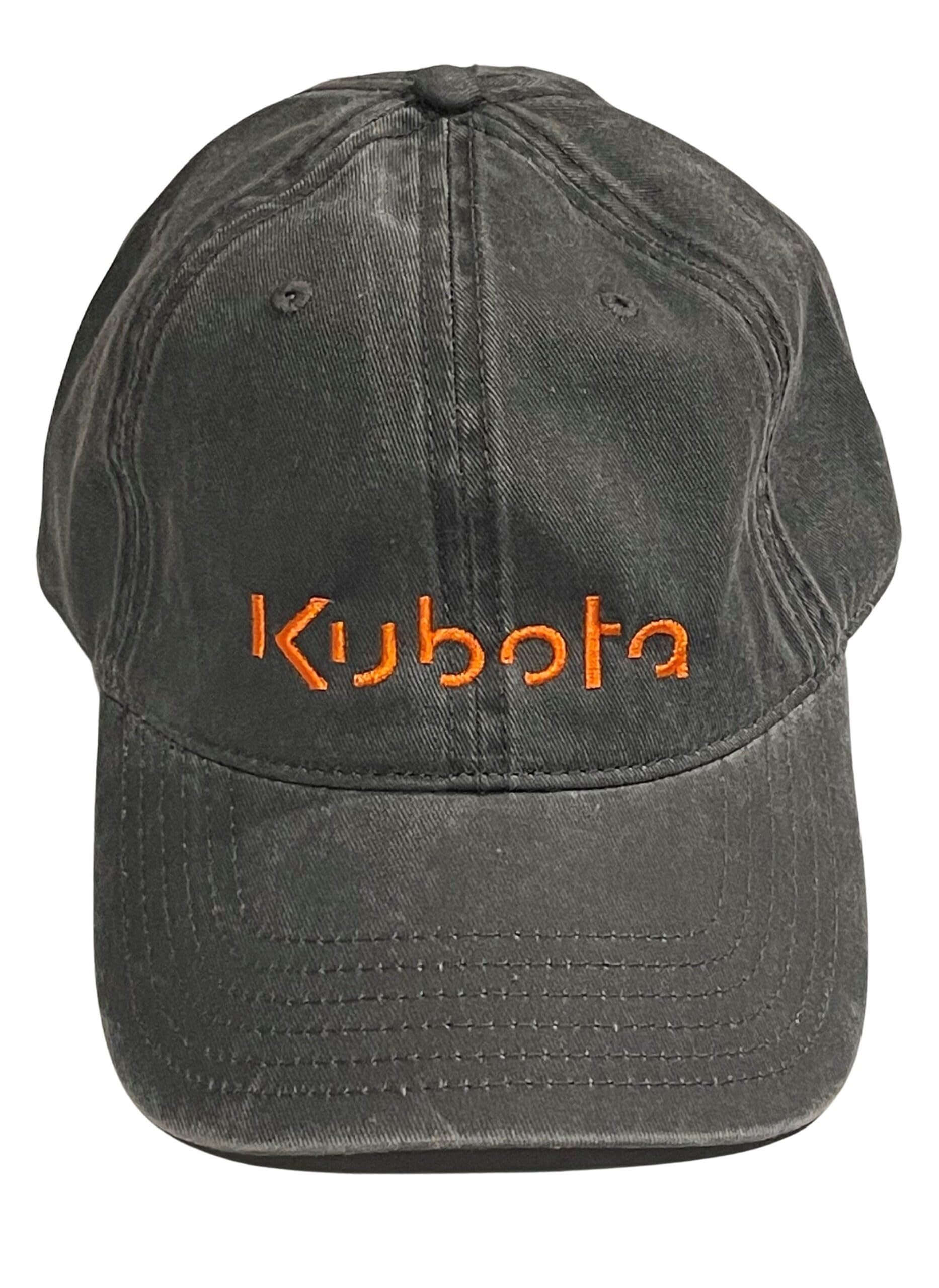 NanoHawk Kubota Tractor Hat Orange/Cap 2071 Adjustable - Quality Embroidered, Stonewashed Grey