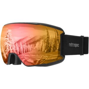 retrospec zenith ski goggles for men and women over glasses, uv protection, anti-fog, scratch resistant snow goggles for skiing and snowboarding