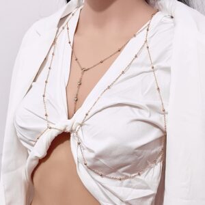 Fashion Flash Diamond Chest Chain Body Chain Female Sexy Crystal Chest Chain Jewelry Bikini Dress Jewelry (golden)