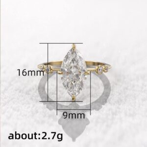 Htayekog Evil Eye Ring Valentine's Day Gift 14K Gold Over Sterling Silver Classic Four-Claw Hand Setting Marquise Cut Cubic Zirconia Solitaire Engagement Wedding Ring For Womens (6)