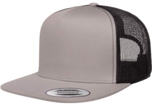 mrlahat 6006 yupoong yp by flexfit 5 panel classic trucker snapback hat cap with black bandana (silver/black)