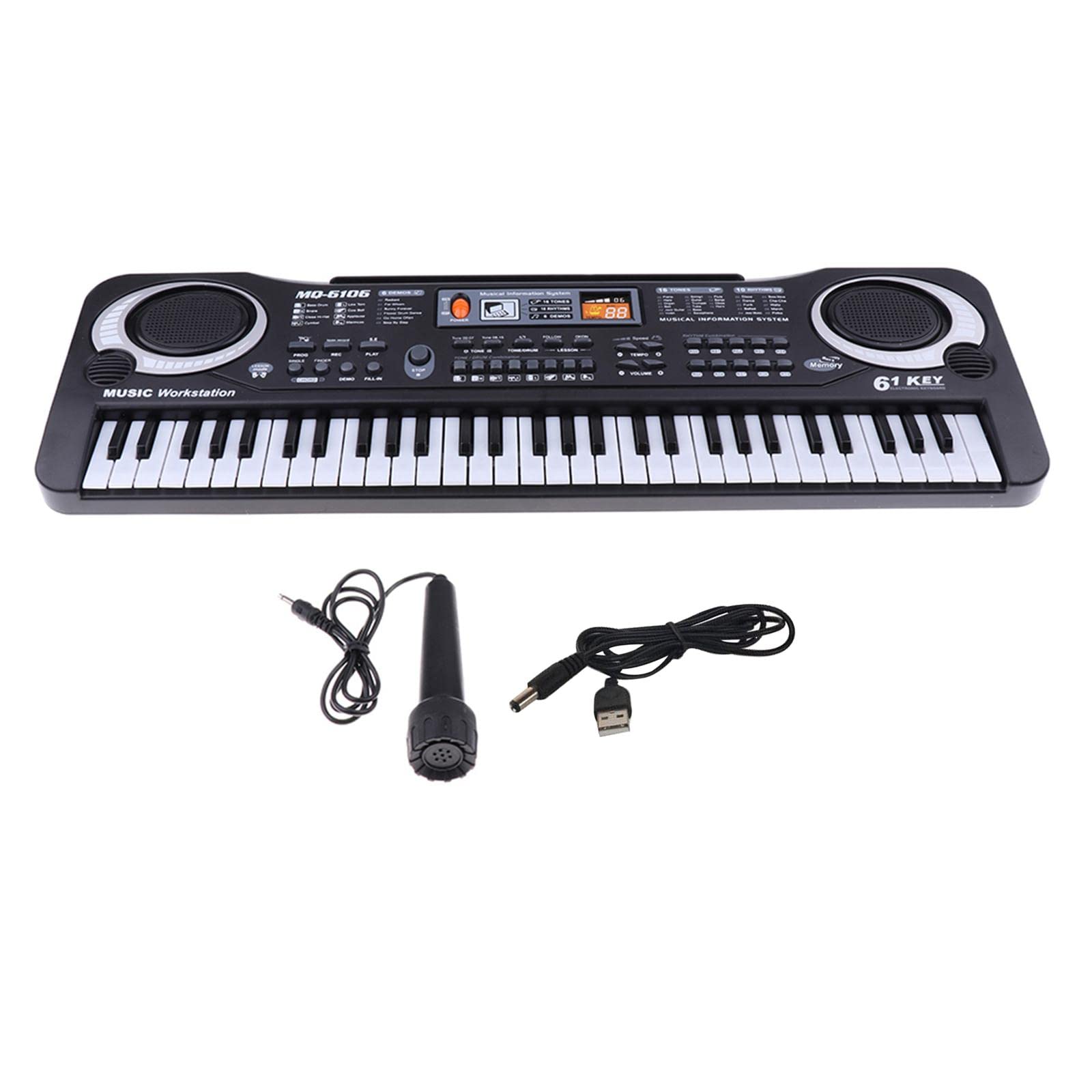 Tachiuwa 61 Keys Electronic Organ Digital Piano Keyboard with Microphone Kid Gifts