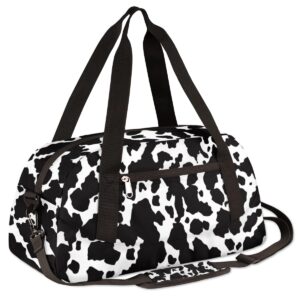 Black White Cow Print Gym Bag for Women and Men,Farm Animal Small Duffel Bag for Sports, Gyms, Yoga, Weekend Getaway, Travel Overnight Bag Workout Bag Cheer Dance Bag for Girls Boys Teen