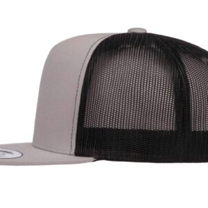 Mrlahat 6006 Yupoong Yp by Flexfit 5 Panel Classic Trucker Snapback Hat Cap with Black Bandana (Silver/Black)