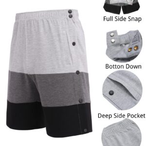 Deyeek Post Surgery Shorts for Men Hip Knee Broken Leg Recovery Shorts Tearaway Shorts Side Snap Breakaway Pants for Men