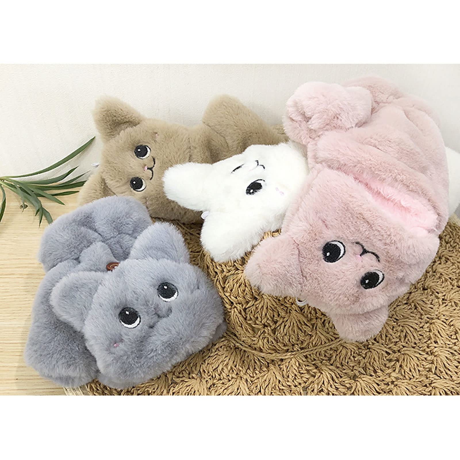 Women Winter Cute Cartoon Fur Rabbit Mittens Fingerless Gloves Plush Warm Glove Soft Thick Flexible Half Finger Gloves (Color : White, Gloves Size : One Size)