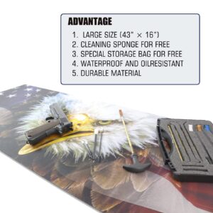 CREVIV Gun Cleaning Mat, Large Size 16"x43" Inch Cleaning mat Include Gun Cleaning Kits(Sponge), Suitable for Pistol Shotgun Rifle Cleaning