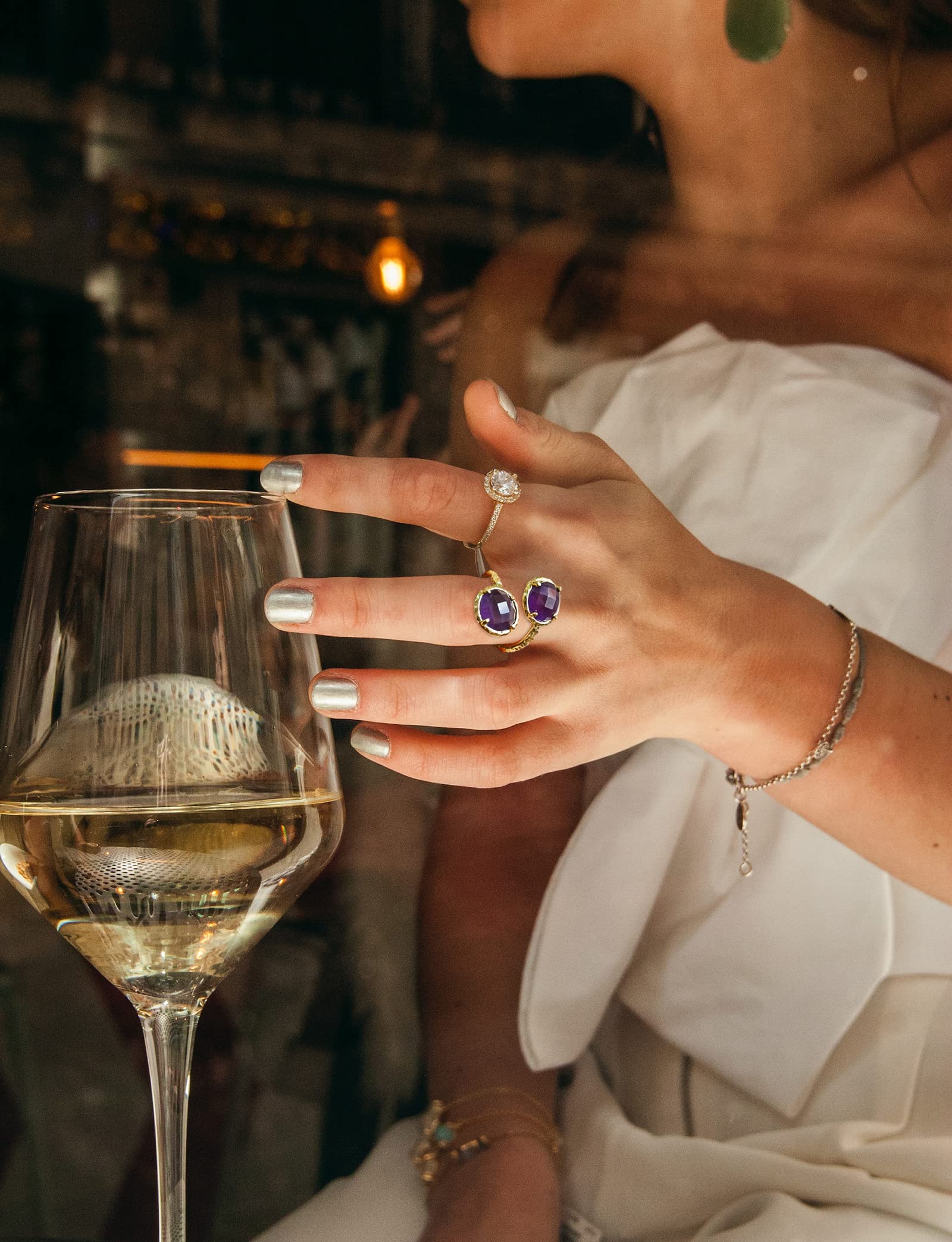 Ladywowu Amethyst Ring, Natural Purple Amethyst Rings for Women, Healing Crystal Stone Ring for Spiritual Jewelry, Bezel Set Gemstone Gold Ring for February Birthstone Jewelry