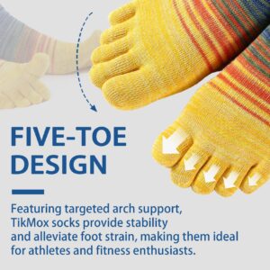 TikMox Crew Toe Sock, Cotton Ankle sock, Arch Support, Running Five-Toe Design for Sports Enthusiasts for Men & Women(6pairs)