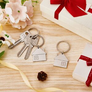 Taiyin 30 Pcs House Key Chain House Shaped Pendant Keychains Home Keychain Set Cute House with Window Key Charm Metal Keyring Gift