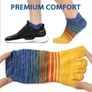 TikMox Crew Toe Sock, Cotton Ankle sock, Arch Support, Running Five-Toe Design for Sports Enthusiasts for Men & Women(6pairs)