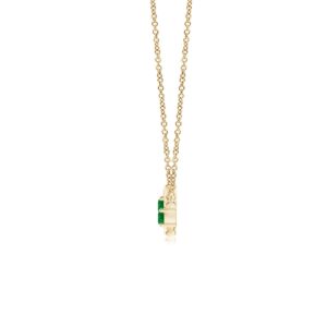 Angara Natural 0.3 Ct Emerald Three Stone Pendant Necklace for Women in 14K Yellow Gold (Grade-AAAA | Size-3mm) | May Birthstone, Birthday, Anniversary, Wedding Jewelry Gift For Women