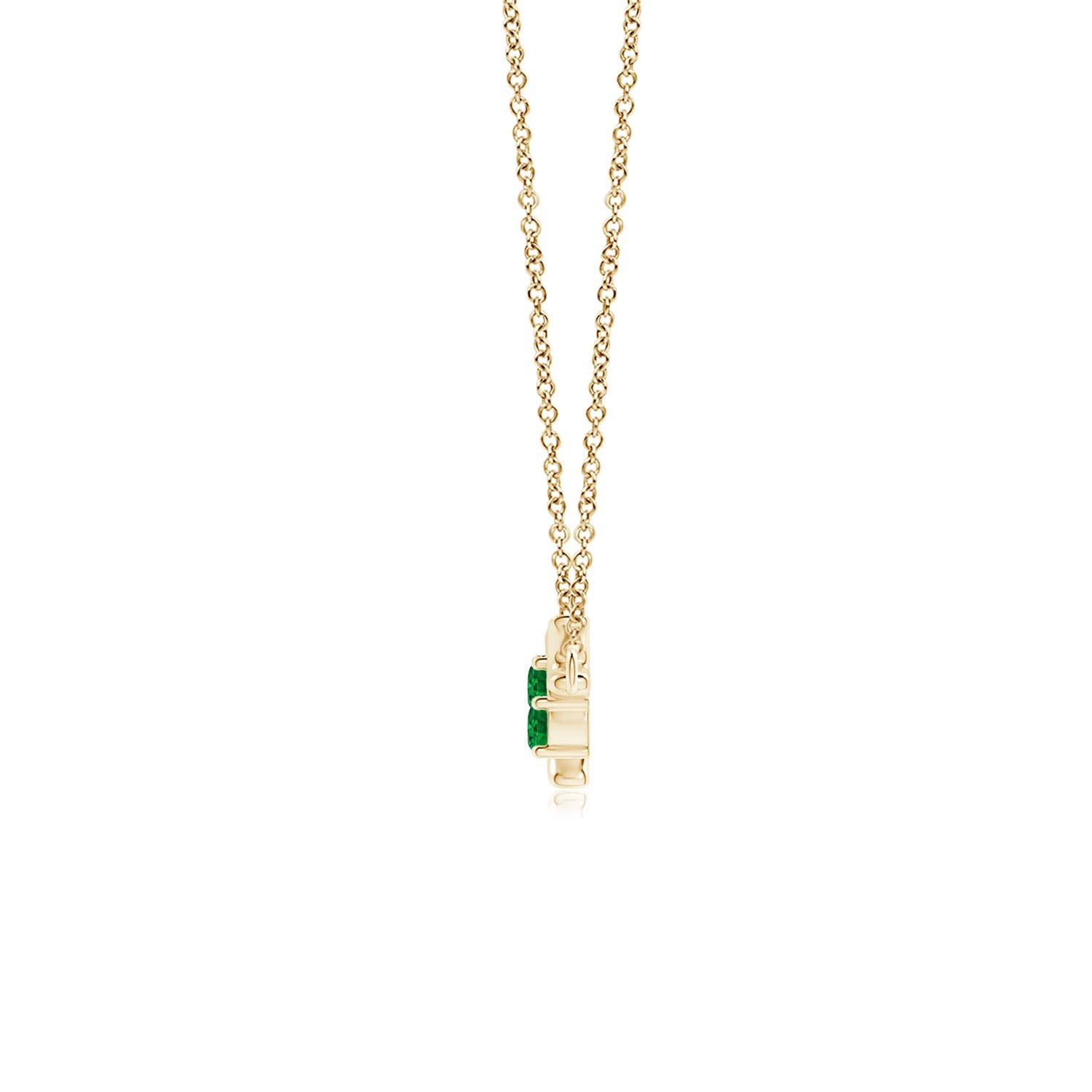 Angara Natural 0.3 Ct Emerald Three Stone Pendant Necklace for Women in 14K Yellow Gold (Grade-AAAA | Size-3mm) | May Birthstone, Birthday, Anniversary, Wedding Jewelry Gift For Women