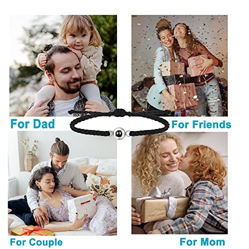 Godchoices Custom Photo Bracelet Personalized Photo Projection, Circle Photo Bracelets with Picture Inside Braided Bracelet for Women/Men Birthday Christmas Gift for Couple/Best Friend