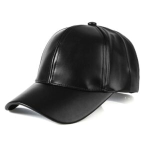 adjustable retro pu leather black baseball cap trendy sun hat for men women suit fall winter sport hat…