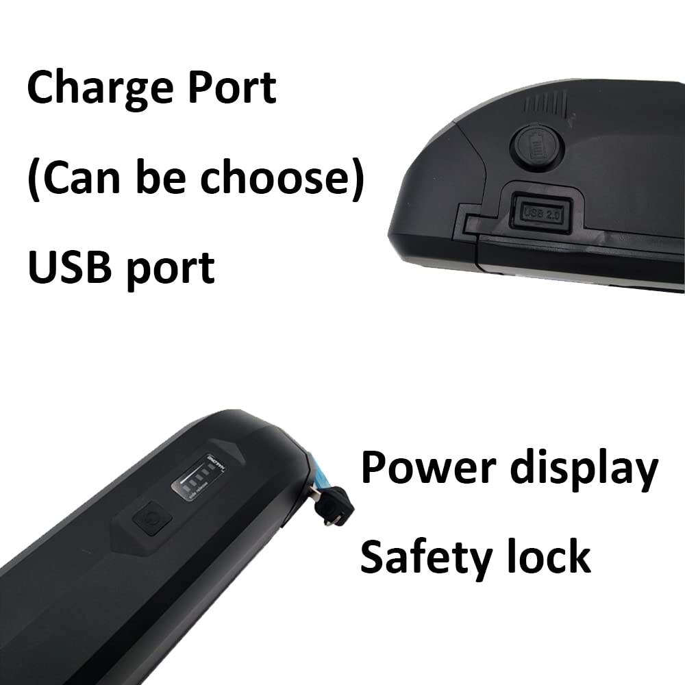 HJGHY E-Bike Battery 36V 8Ah 10Ah Li-ion Battery 48V 7.5Ah Electric Bicycle Battery Pack with USB Charger for 100W 200W 350W High Power Motor,48v,7.5ah