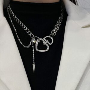 kercisbeauty silver heart clasp chunky chain choker choker necklace for women girls punk jewelry