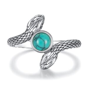 double head snake ring - vintage turquoise snake finger rings funny animal jewelry statement gifts for women