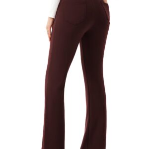 AFITNE Women's Yoga Dress Pants Stretchy Straight Leg Bootcut Work Travel Pants Business Office Casual Slacks with Pockets 29" Brown, S