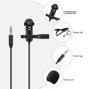 2 Pack Lavalier Microphone Compatible with DJI Mic 2 & Rode Wireless Pro/Wireless GO 2 / II Transmitters - Omnidirectional Lav Lapel Wearable Mic for Vlog Interview Streaming Lectures Broadcasters