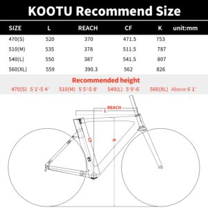 KOOTU Carbon Road Bike, Carbon Fiber Frame Road Bicycles 700C Wheels Racing Bike with SORA R3000 18 Speeds Groupset Ultra-Light Bicycle