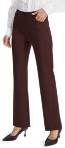 afitne women's yoga dress pants stretchy straight leg bootcut work travel pants business office casual slacks with pockets 29" brown, s