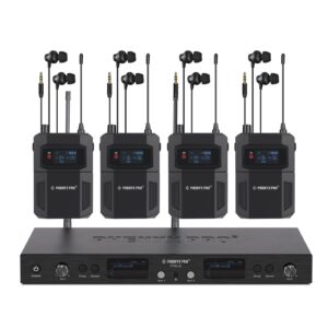 phenyx pro uhf wireless in ear monitor system, mono 2-channel iem, metal stage monitor w/ 2x50 frequencies, 164ft long coverage, rack mount kit,for studio/band (4 bodypacks)