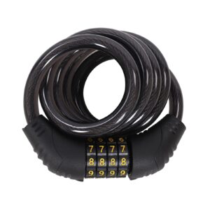 roming 4 digit coiled security cable lock, 50 inches long, black