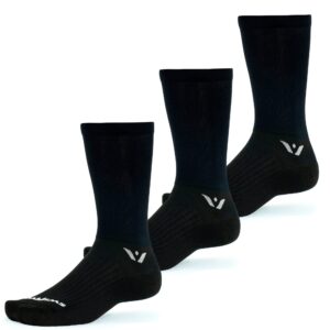 swiftwick- aspire seven (3 pairs) cycling socks, firm compression fit, tall crew (black, medium)