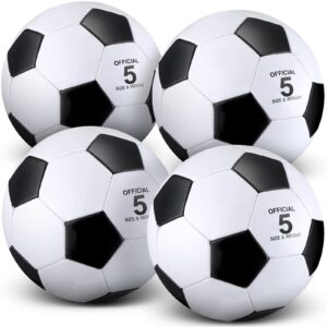 hydren 4 pcs soccer ball with pump official size indoor outdoor sports soccer for child adult players game training back to school gift(size 5, elegant)