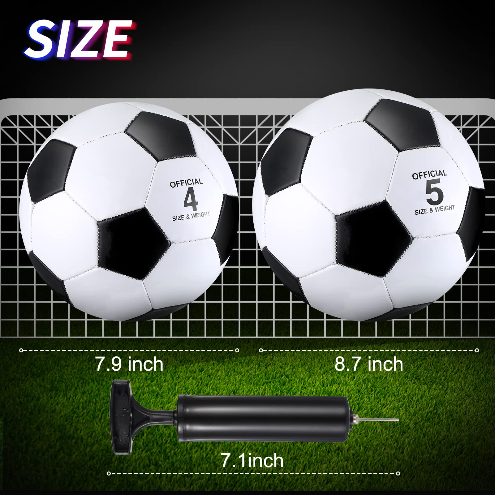 HyDren 4 Pcs Soccer Ball with Pump Official Size Indoor Outdoor Sports Soccer for Child Adult Players Game Training Back to School Gift(Size 5, Elegant)